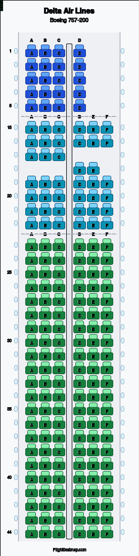 Delta Air Lines Boeing 757-200 Seat Map & Seating | Flight Seatmap